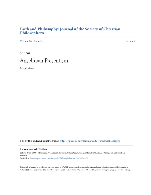 (PDF) Anselmian Presentism