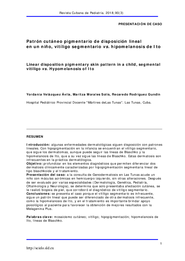 (PDF) Patrón cutáneo pigmentario de disposición lineal en un niño ...