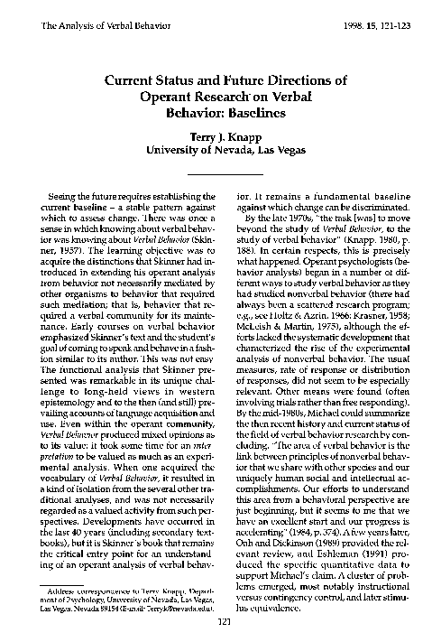 (PDF) Current Status and Future Directions of Operant Research on ...