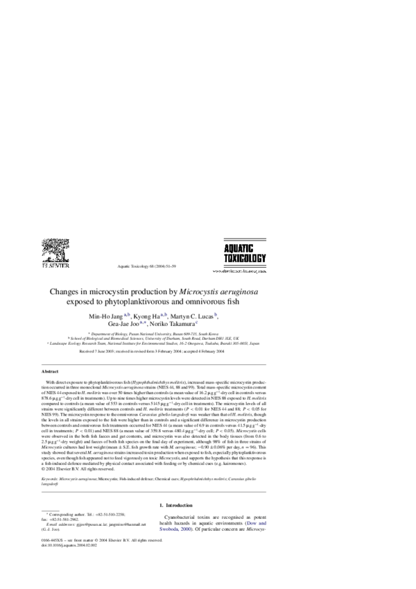 (PDF) Changes in microcystin production by Microcystis aeruginosa ...