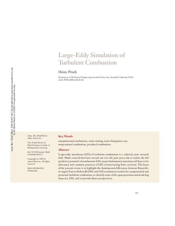 (PDF) Large-Eddy Simulation of Turbulent Combustion | Julian Tishkoff - Academia.edu