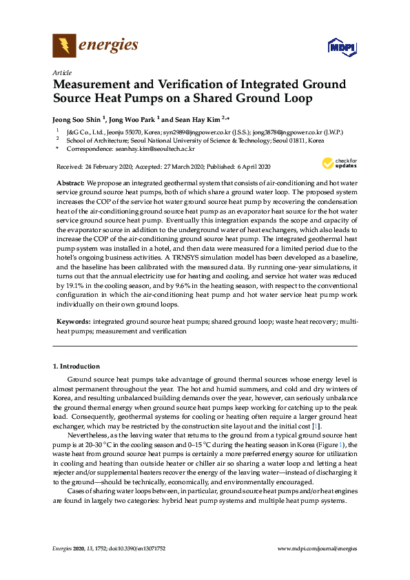 (PDF) Measurement and Verification of Integrated Ground Source Heat ...