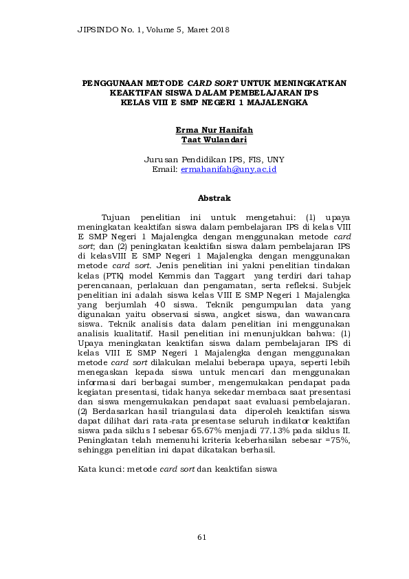 (PDF) Penggunaan Metode Card Sort Untuk Meningkatkan Keaktifan Siswa ...