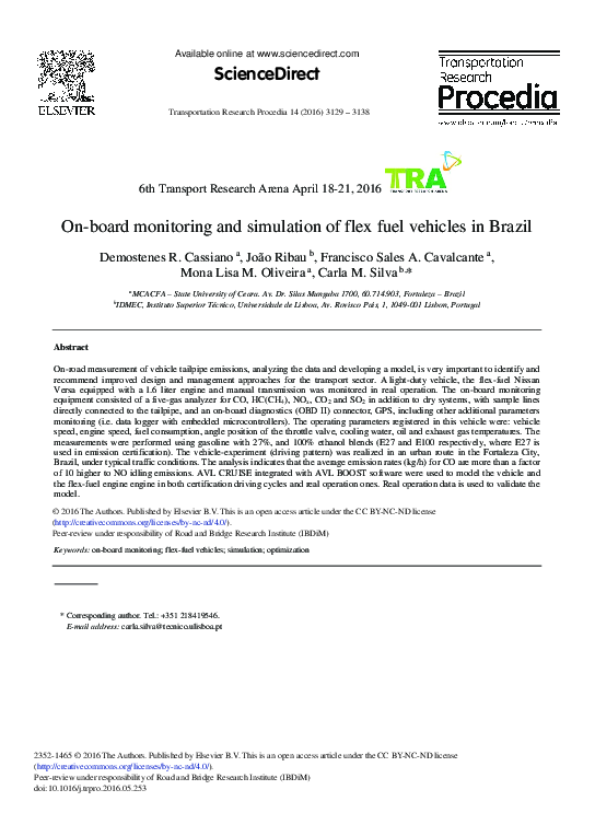 (PDF) On-board Monitoring and Simulation of Flex Fuel Vehicles in Brazil