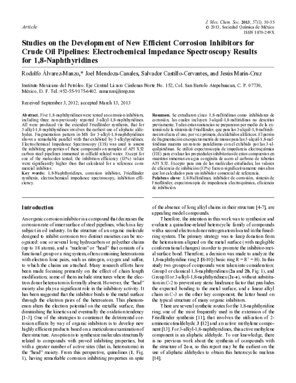 (PDF) Studies on the Development of New Efficient Corrosion Inhibitors for Crude Oil Pipelines ...