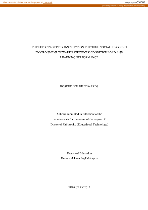 (PDF) The effects of peer instruction through social learning environment towards students ...