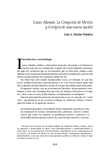 (PDF) Lucas Alamán. La Conquista de México y el origen de una nueva ...