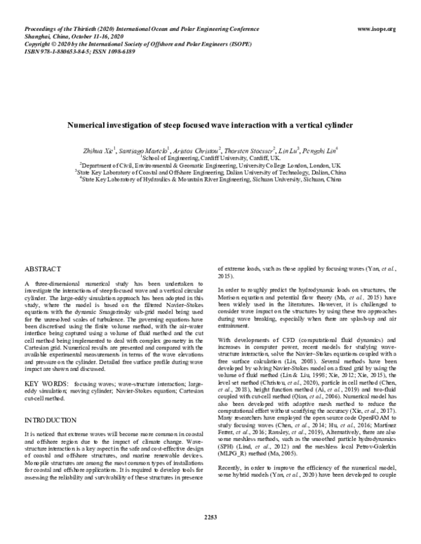 (PDF) Numerical Investigation of Steep Focused Wave Interaction with a ...