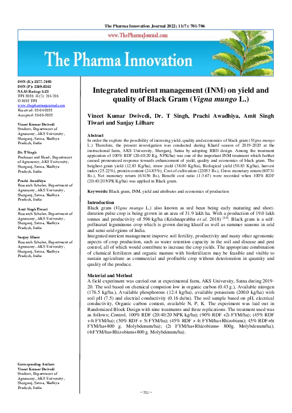 (PDF) Integrated nutrient management (INM) on yield and quality of ...