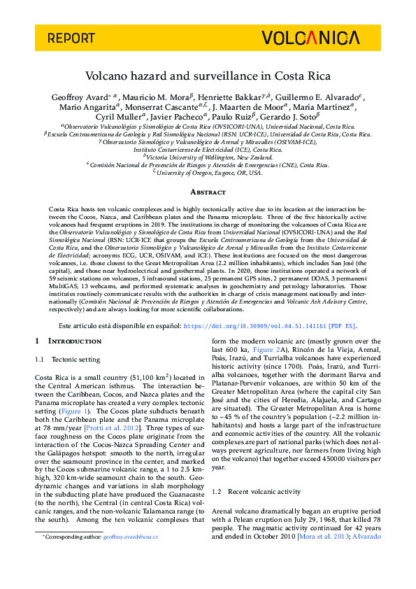 (PDF) Volcano hazard and surveillance in Costa Rica