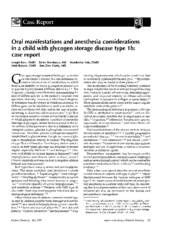 (PDF) Oral manifestations and anesthesia considerations in a child with ...