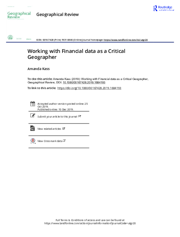 (PDF) Working with Financial data as a Critical Geographer