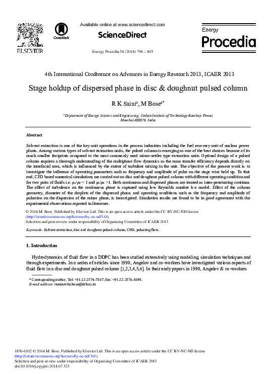 (PDF) Stage Holdup of Dispersed Phase in Disc & Doughnut Pulsed Column