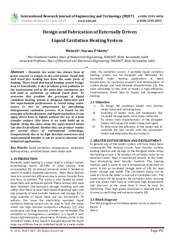 (PDF) Design and Fabrication of Externally Driven Liquid Cavitation Heating System