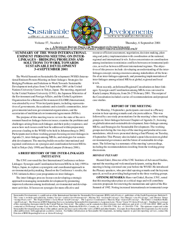(PDF) Summary of the WSSD International Eminent Persons Meeting on ...