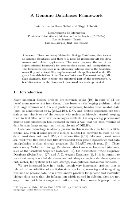 (PDF) A Genome Databases Framework