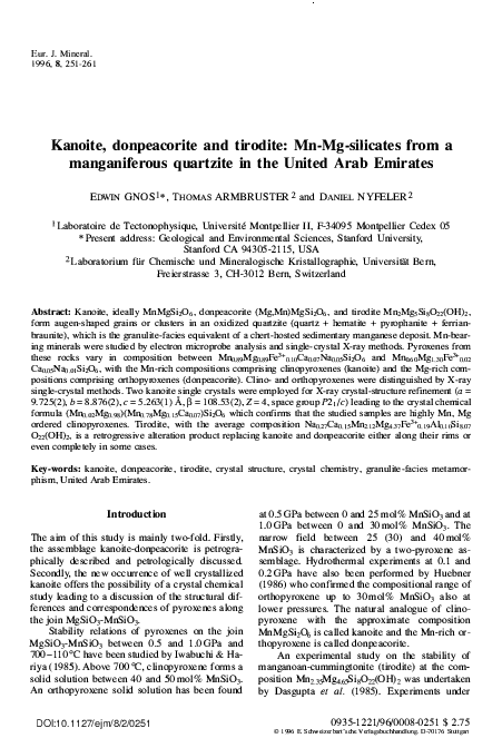(PDF) Kanoite, donpeacorite and tirodite: Mn-Mg-silicates from a ...