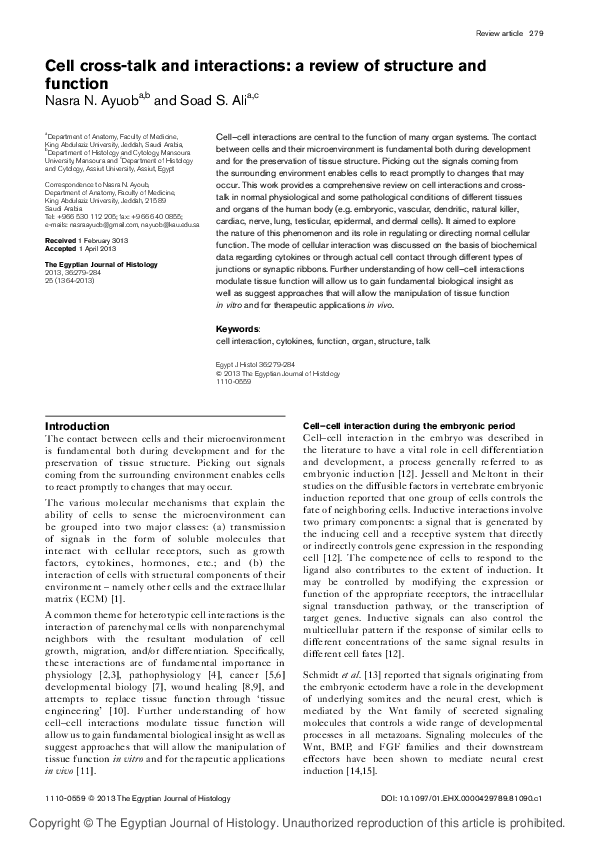 (PDF) Cell cross-talk and interactions