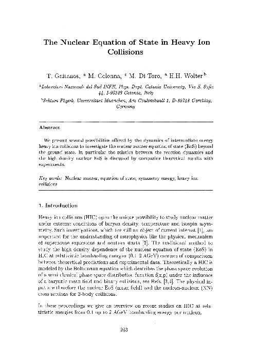 Pdf The Nuclear Equation Of State In Heavy Ion Collisions Pradip Sahu