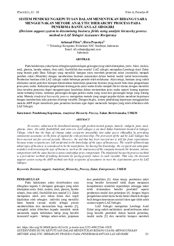 (PDF) Sistem Pendukung Keputusan Dalam Menentukan Bidang Usaha Menggunakan Metode Analytic ...