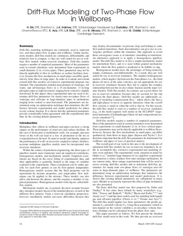 (PDF) Drift-Flux Modeling of Two-Phase Flow in Wellbores