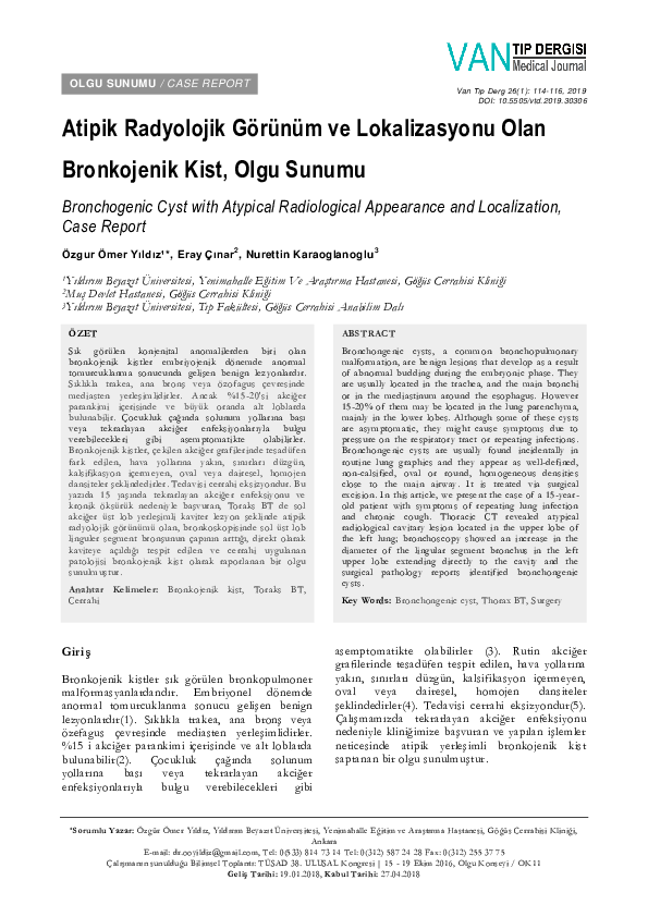 (PDF) Bronchogenic Cyst with Atypical Radiological Appearance and ...