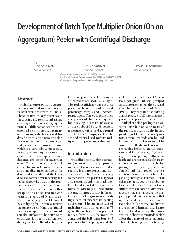 (PDF) Development of batch type multiplier onion ( Onion Aggregatum ...