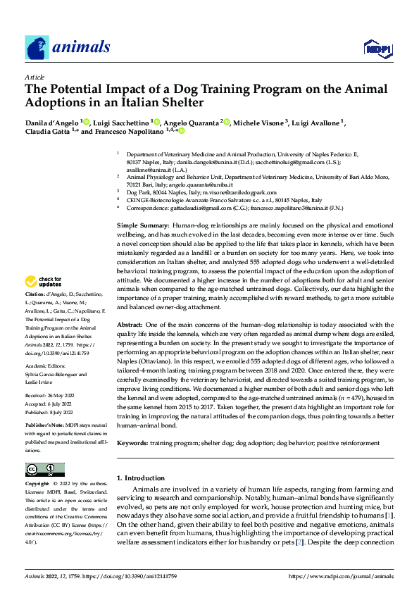 (PDF) The Potential Impact of a Dog Training Program on the Animal ...