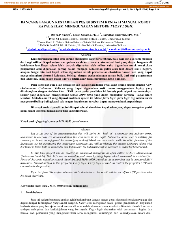 (PDF) Rancang Bangun Kestabilan Posisi Sistem Kendali Manual Robot Kapal Selam Menggunakan ...