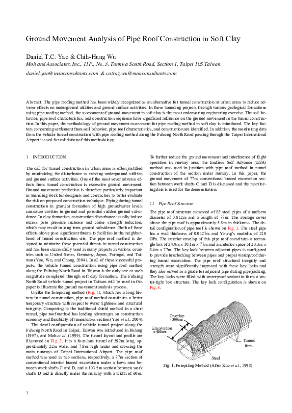(PDF) Ground Movement Analysis of Pipe Roof Construction in Soft Clay
