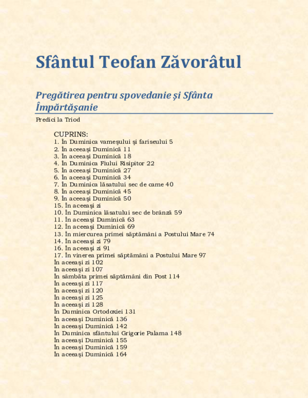 (PDF) Teofan Zavoratul - Pregatirea pentru spovedanie