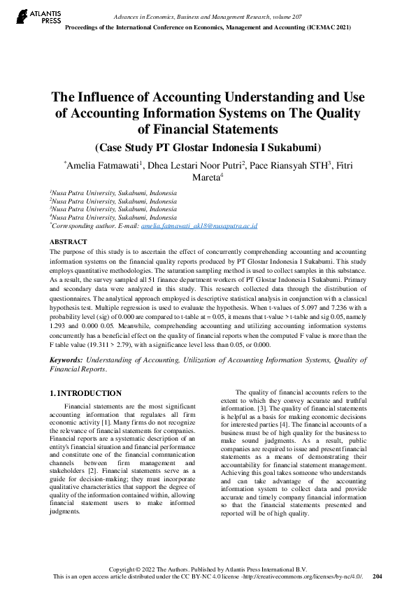 (PDF) The Influence of Accounting Understanding and Use of Accounting ...