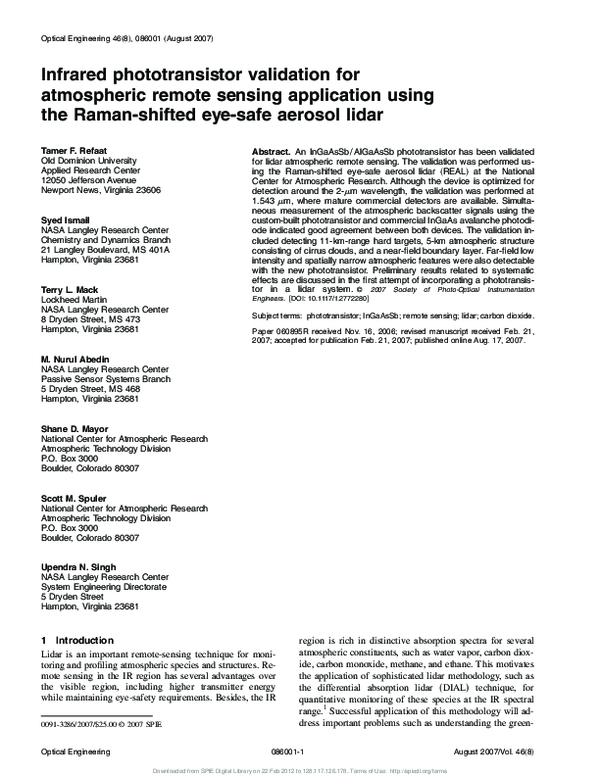 (PDF) Infrared phototransistor validation for atmospheric remote ...