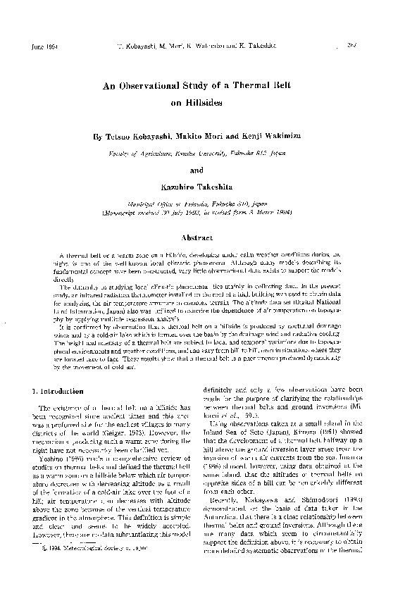 (PDF) An Observational Study of a Thermal Belt on Hillsides