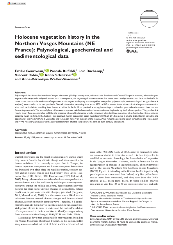 (PDF) Holocene vegetation history in the Northern Vosges Mountains (NE ...