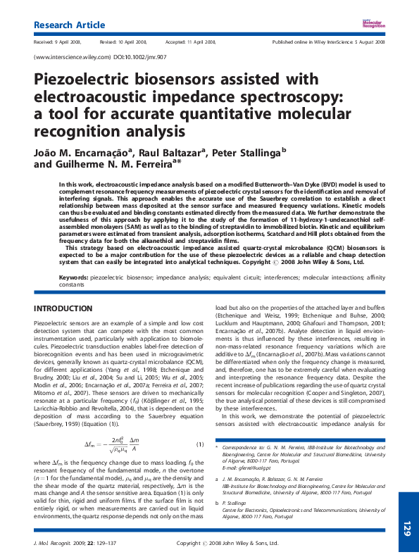 (PDF) Piezoelectric biosensors assisted with electroacoustic impedance ...