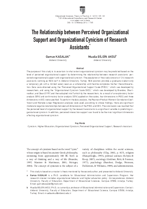 (PDF) The Relationship between Perceived Organizational Support and ...