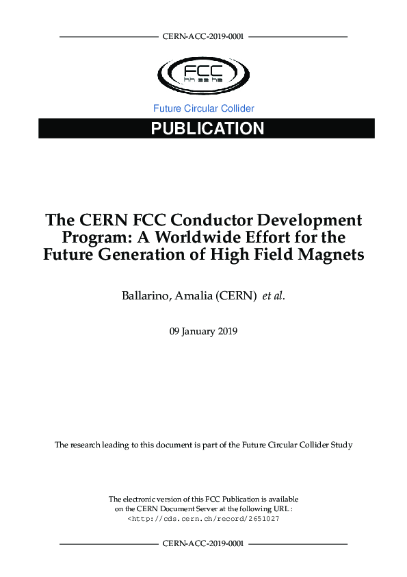 (PDF) The CERN FCC Conductor Development Program: A Worldwide Effort ...