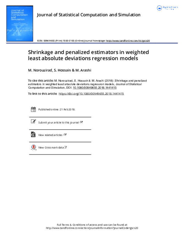 (PDF) Shrinkage and penalized estimators in weighted least absolute deviations regression models