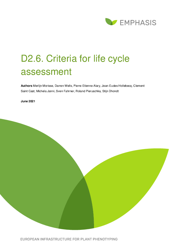 (PDF) EMPHASIS-PREP Deliverable: D2.6. Criteria for life cycle assessment