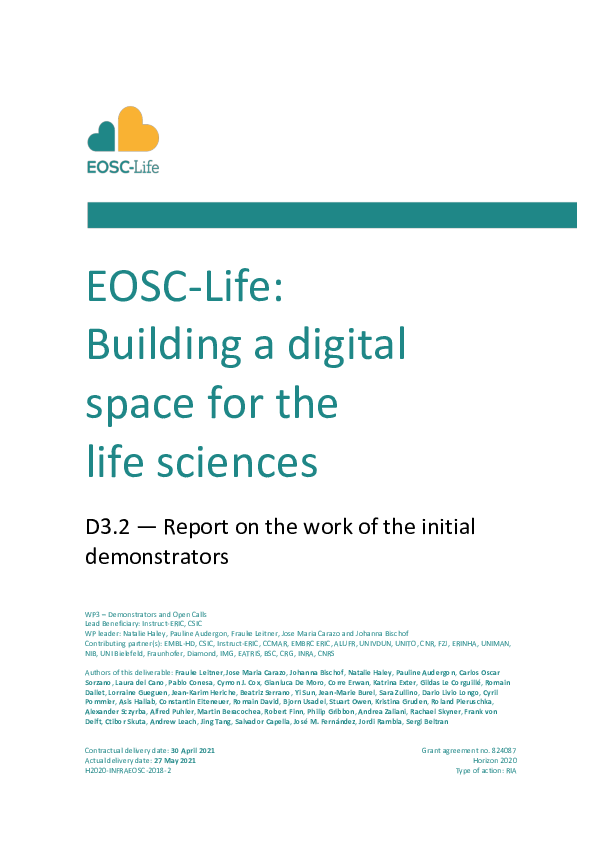 (PDF) EOSC-Life Report on the work of the initial demonstrators