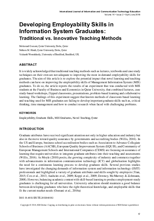(PDF) Developing Employability Skills in Information System Graduates