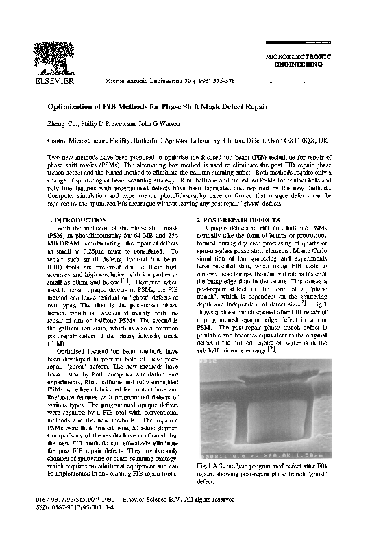 (PDF) Optimization of FIB methods for phase shift mask defect repair