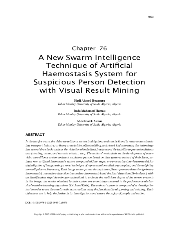 (PDF) A New Swarm Intelligence Technique of Artificial Haemostasis ...
