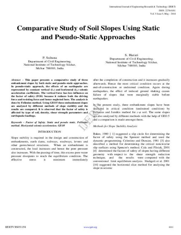 (PDF) Comparative Study of Soil Slopes Using Static and Pseudo-Static ...