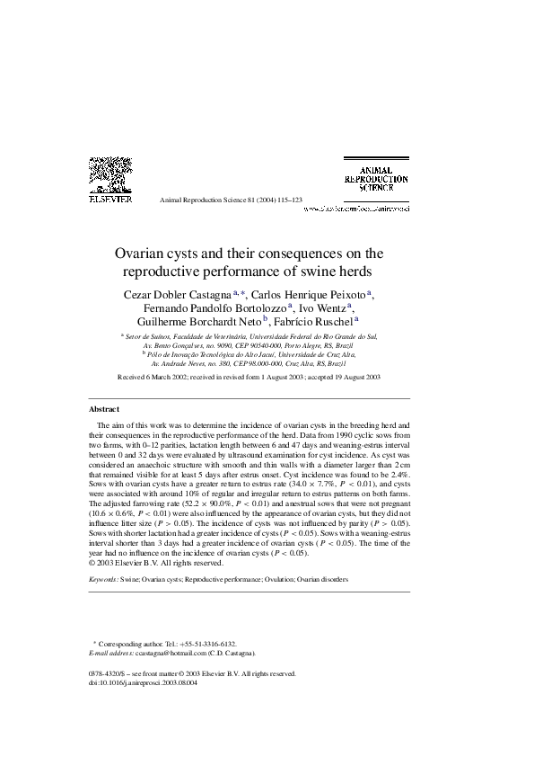 (PDF) Ovarian cysts and their consequences on the reproductive ...