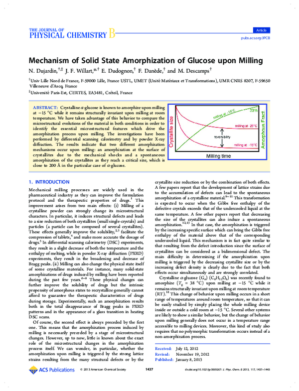 (PDF) Mechanism of Solid State Amorphization of Glucose upon Milling | JF Willart - Academia.edu