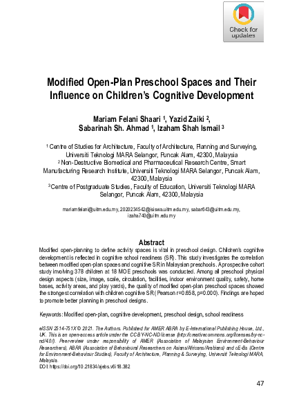 (PDF) Modified Open-Plan Preschool Spaces and their Influence on ...
