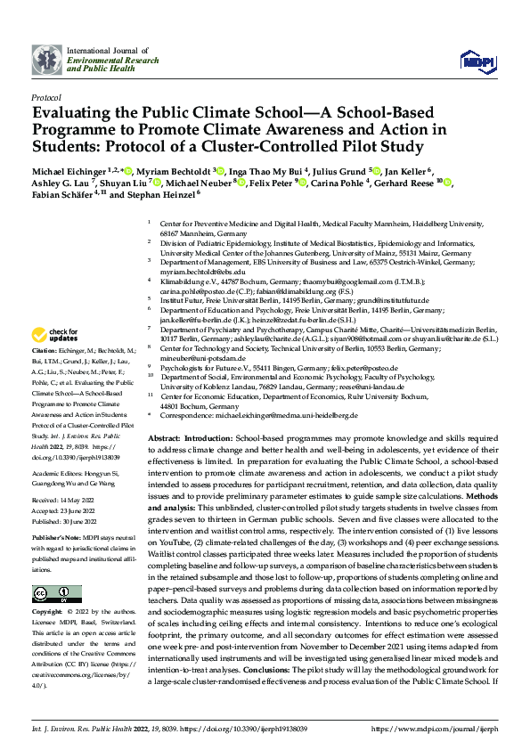 (PDF) Evaluating the Public Climate School—A School-Based Programme to ...