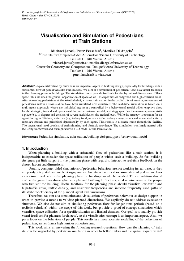 (PDF) Visualisation and Simulation of Pedestrians at Train Stations
